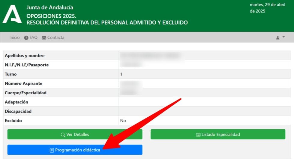 Subir la Programación Didáctica en las Oposiciones Andalucía 2026